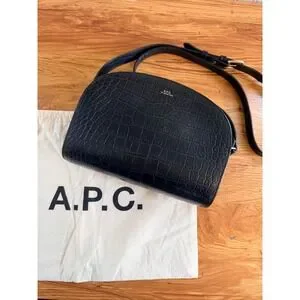 A.P.C. | Bags | Apc Demilune Bag Black Croc Embossed Leather Half Moon ...